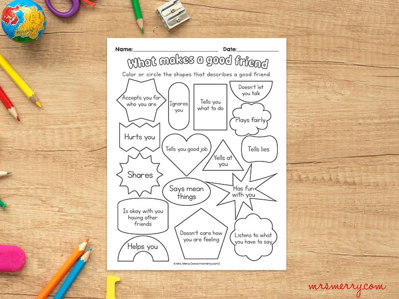 8 Friendship Worksheets Coloring Pages Mrs Merry